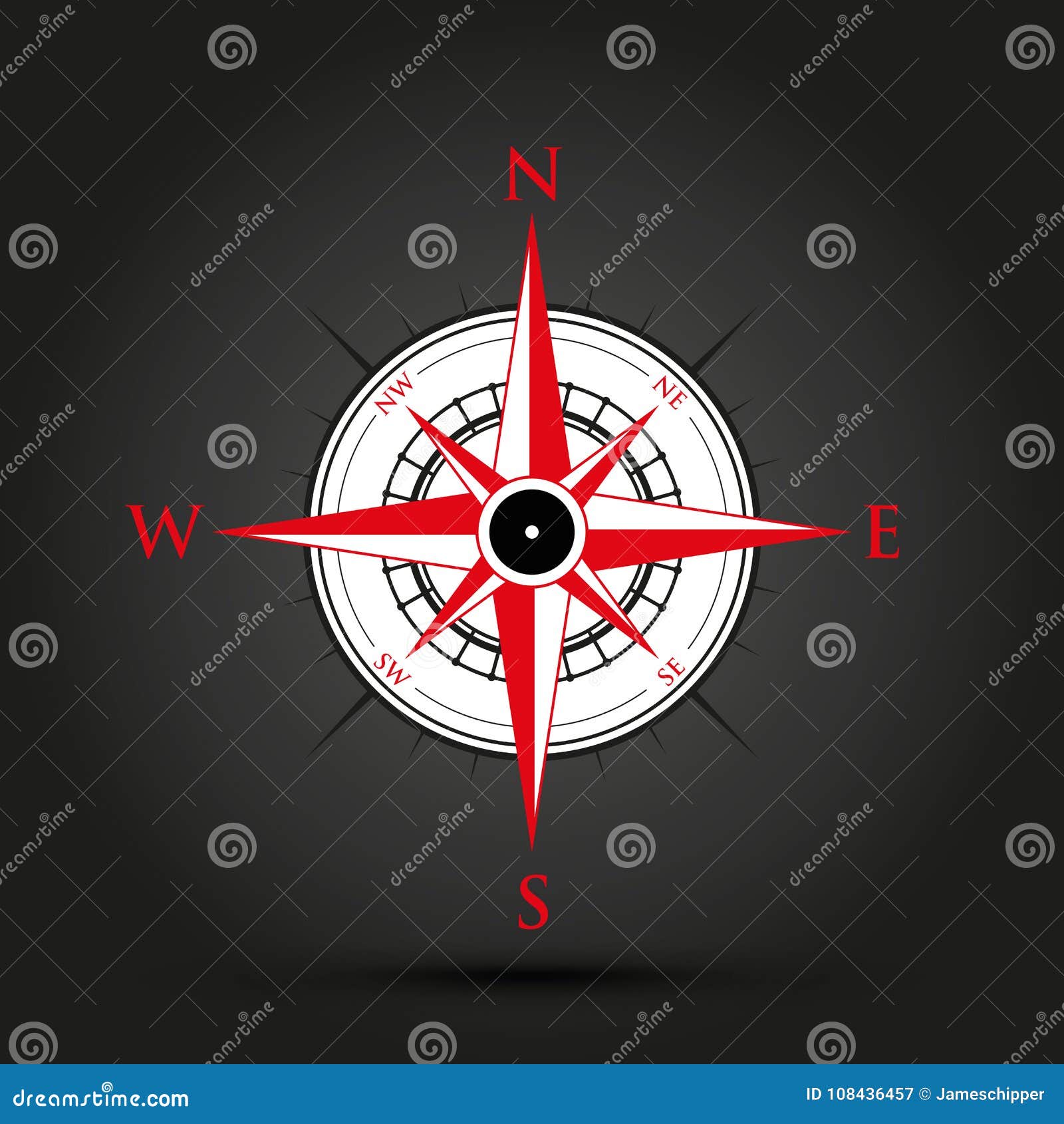 A red compass stock vector. Illustration of globe, rose - 108436457