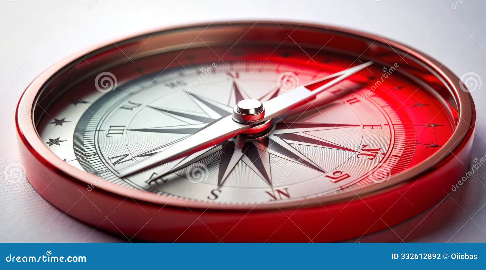 Red Compass a Close-up View of a Red and Silver Compass Pointing North ...