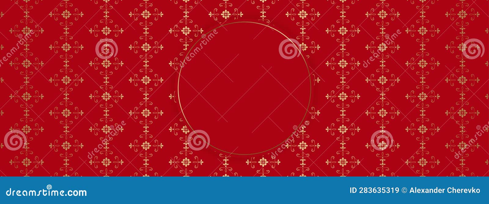 Red Composition with Isolated Round Frame with Golden Border Stock ...