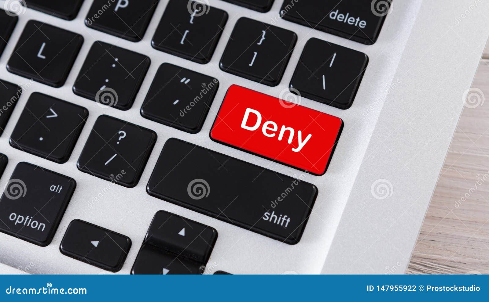 Red Computer Button on Keyboard with Text Deny Stock Photo - Image of ...