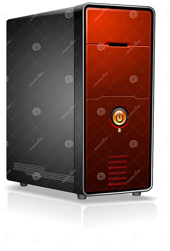 Red Computer Case stock vector. Illustration of button - 12541983