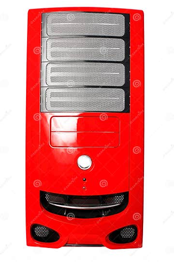 Red Computer Case Isolated on White Stock Photo - Image of panel ...