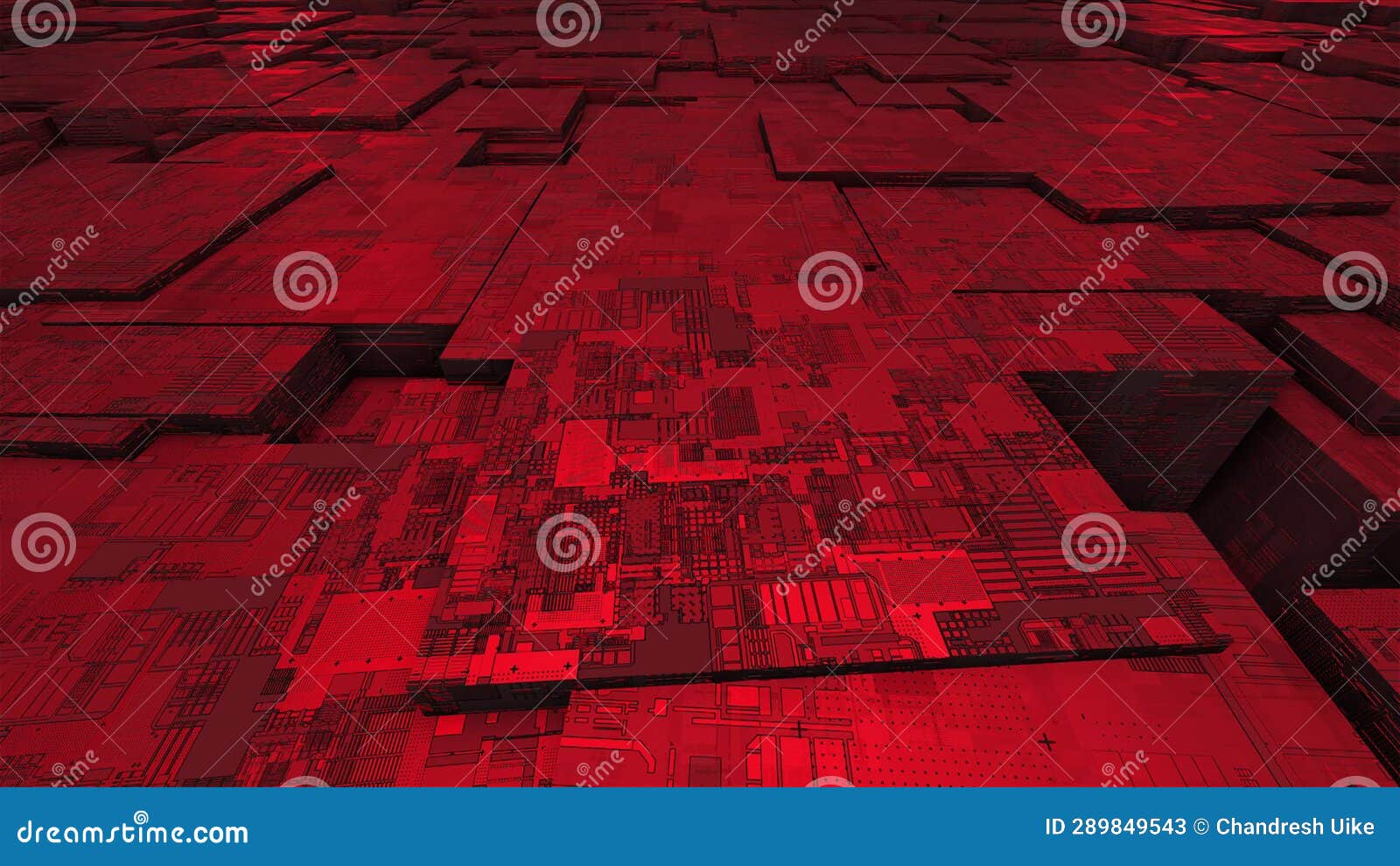 Red Computer Chipset Pattern 3d Futuristic Technology Background Stock ...