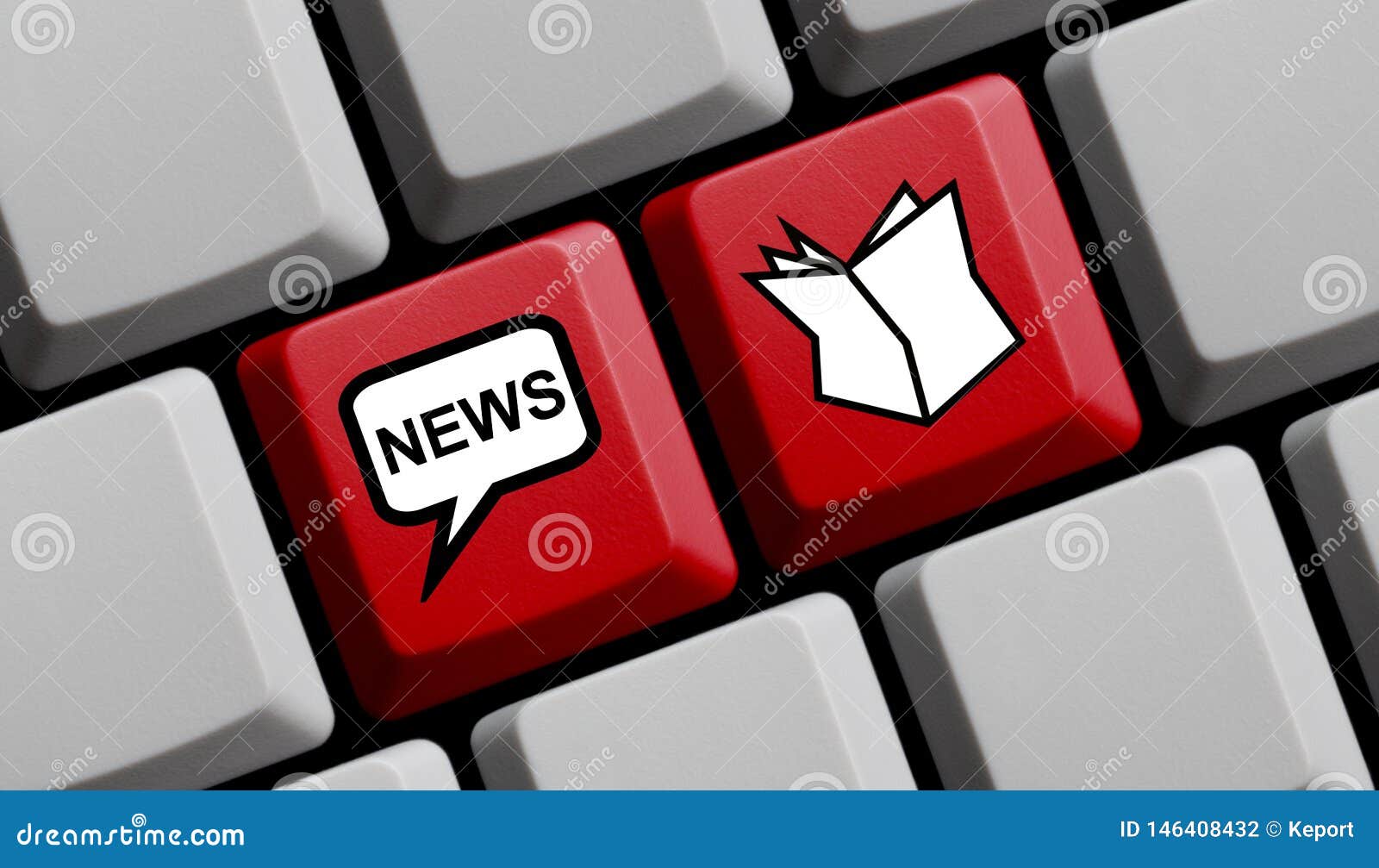 Red Computer Keyboard: Newspaper News Stock Photo - Image of latest ...