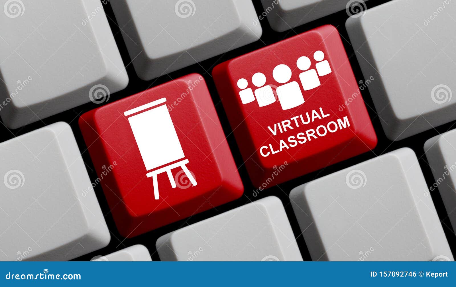 Virtual Classroom - E-Learning Online on Computer Keyboard Stock Photo ...