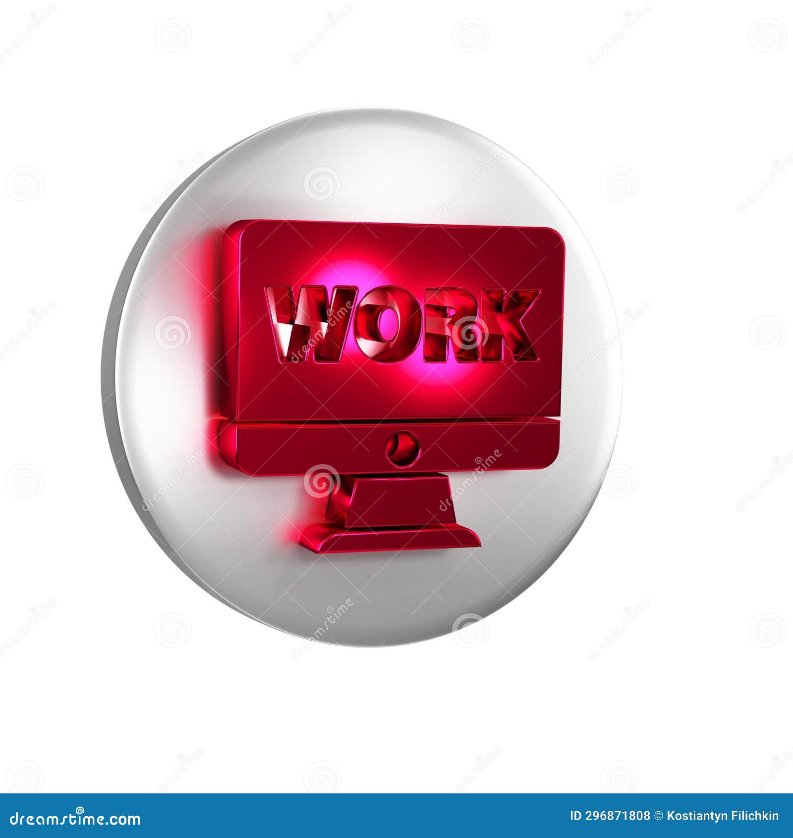 Red Computer Monitor with Text Work Icon Isolated on Transparent ...
