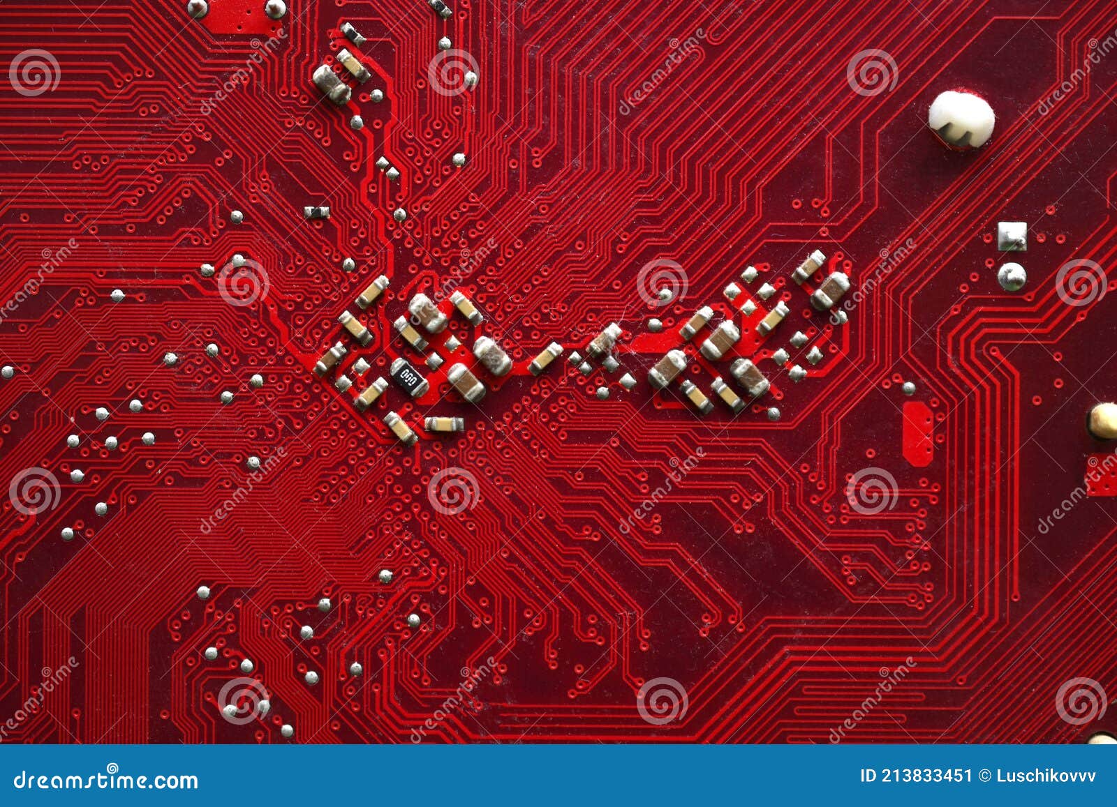 Red Computer Motherboard Chip Close-up with Elements Stock Image ...