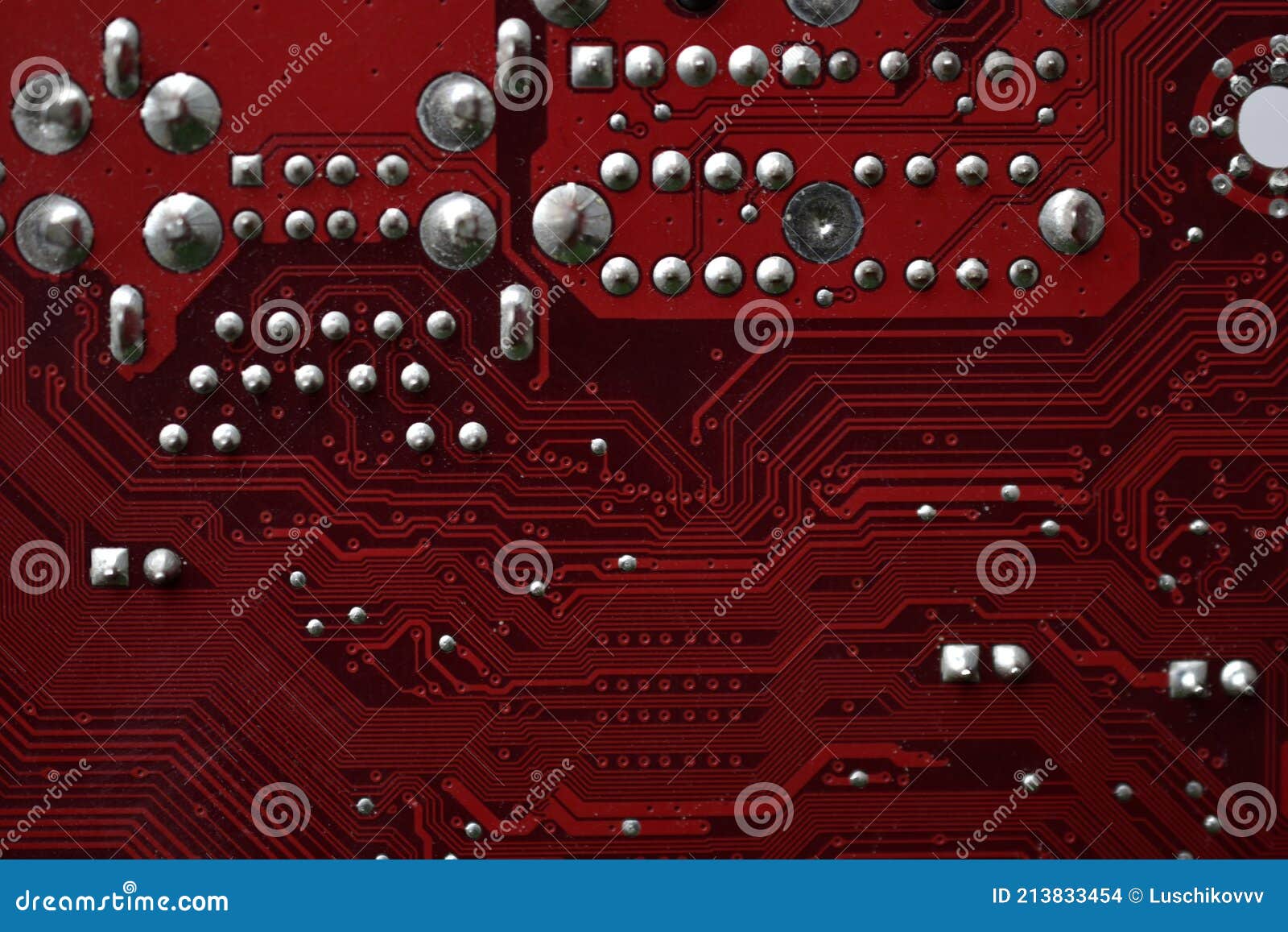 Red Computer Motherboard Chip Close-up with Elements Stock Photo ...