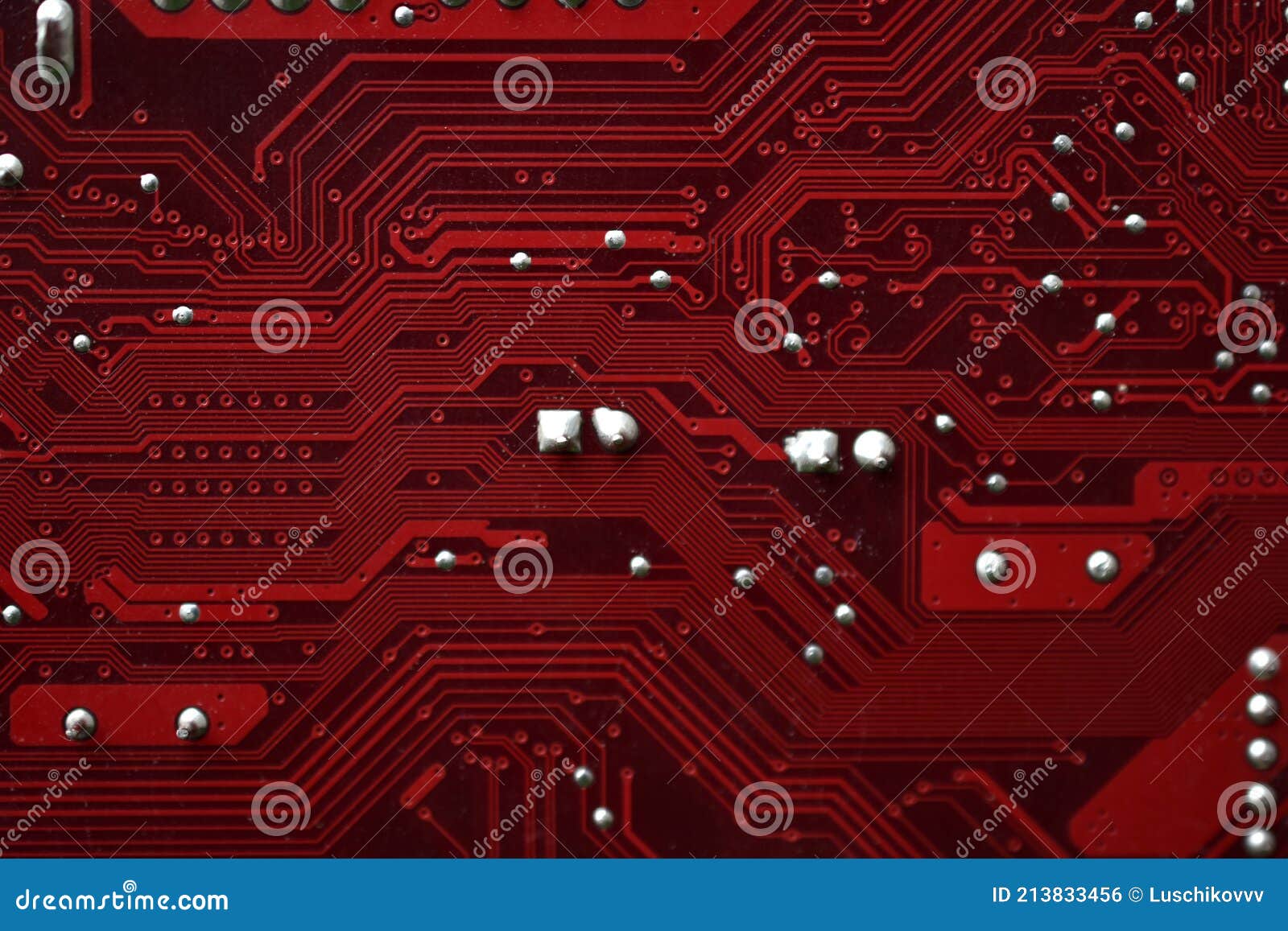 Red Computer Motherboard Chip Close-up with Elements Stock Photo ...