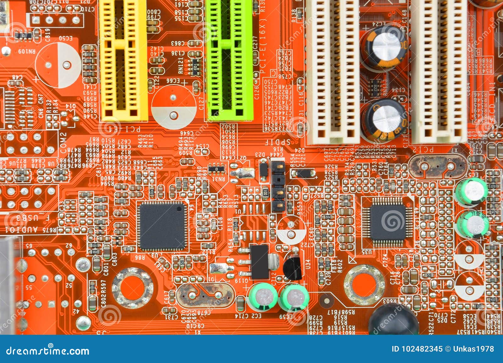 Red computer motherboard stock image. Image of network - 102482345