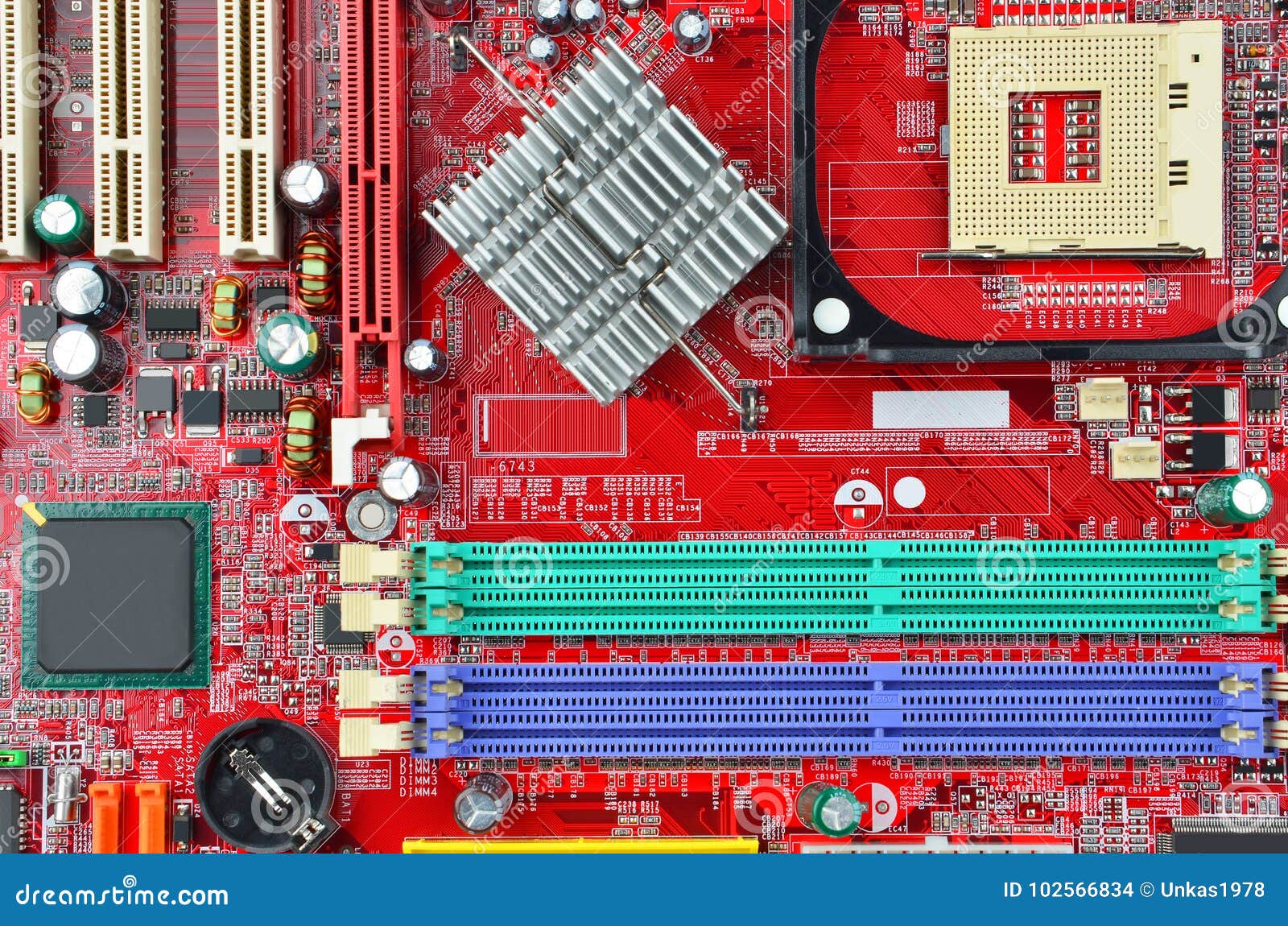 Red computer motherboard stock photo. Image of microchip - 102566834