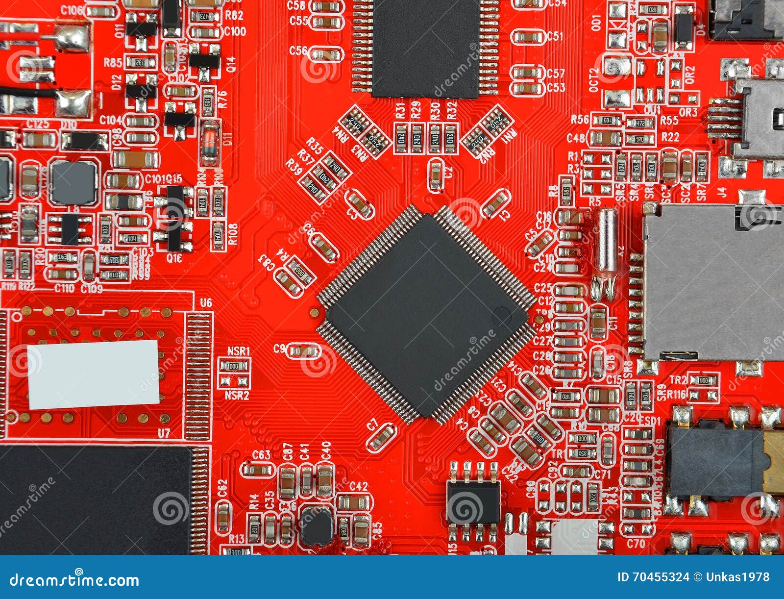 Red computer motherboard stock photo. Image of memory - 70455324