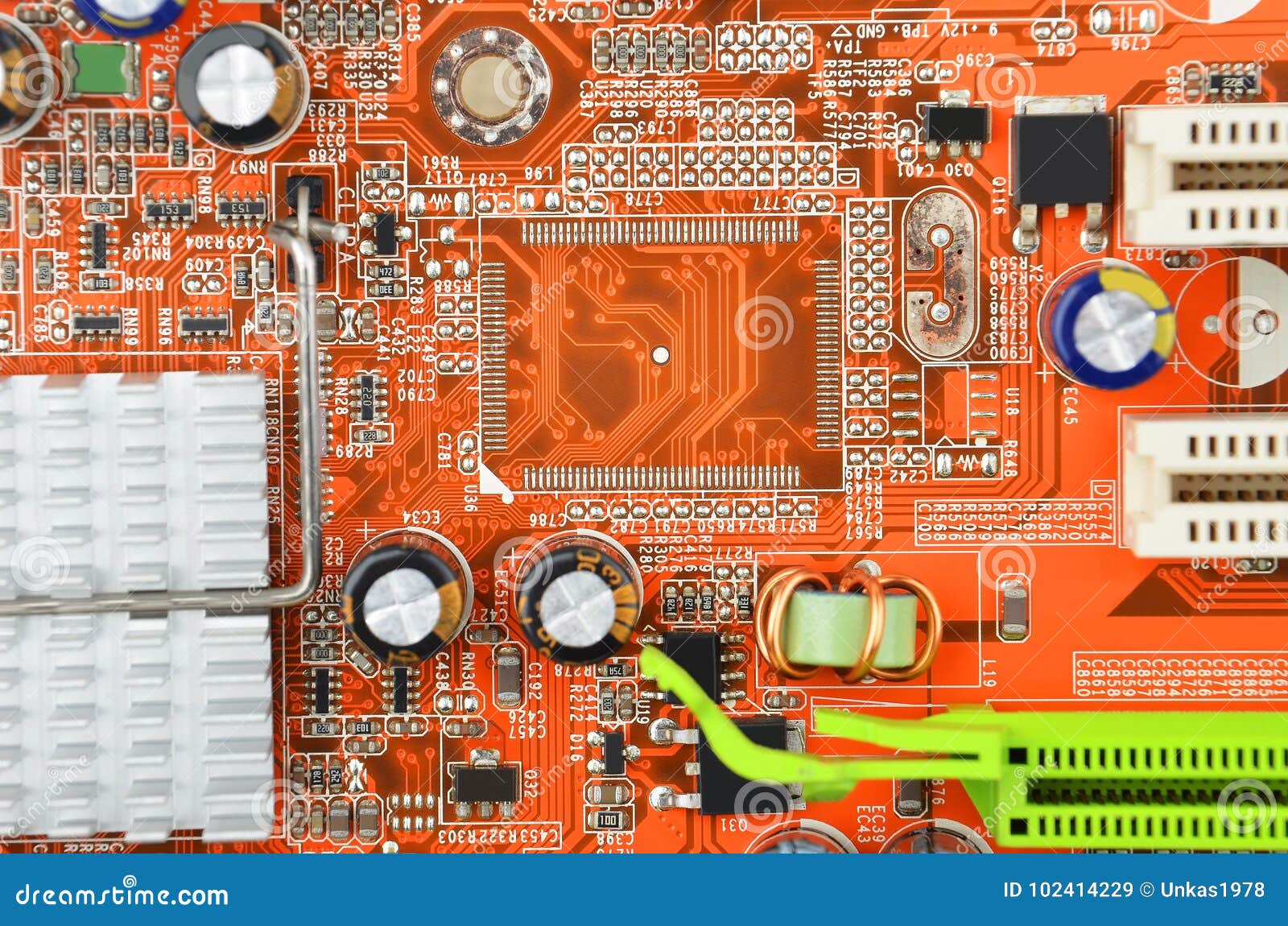 Red computer motherboard stock image. Image of chip - 102414229