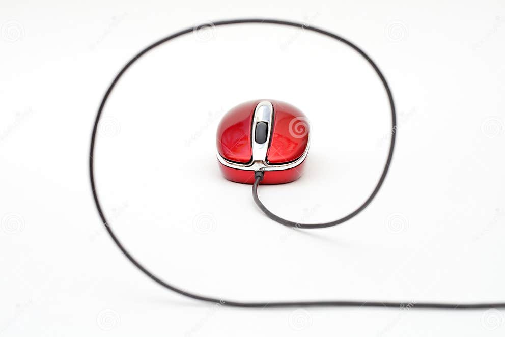 Red Computer Mouse with Cable Stock Photo - Image of mini, cable: 4631368
