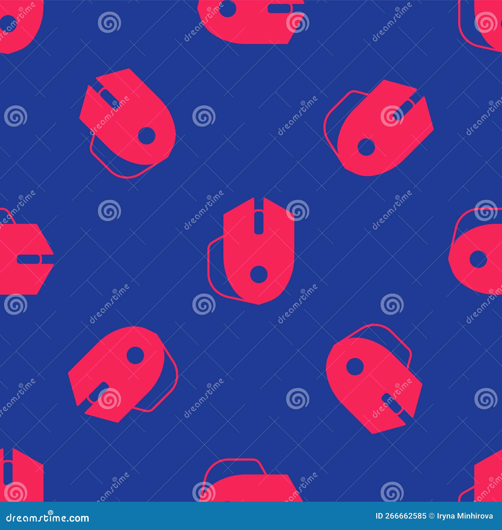 Red Computer Mouse Gaming Icon Isolated Seamless Pattern on Blue ...
