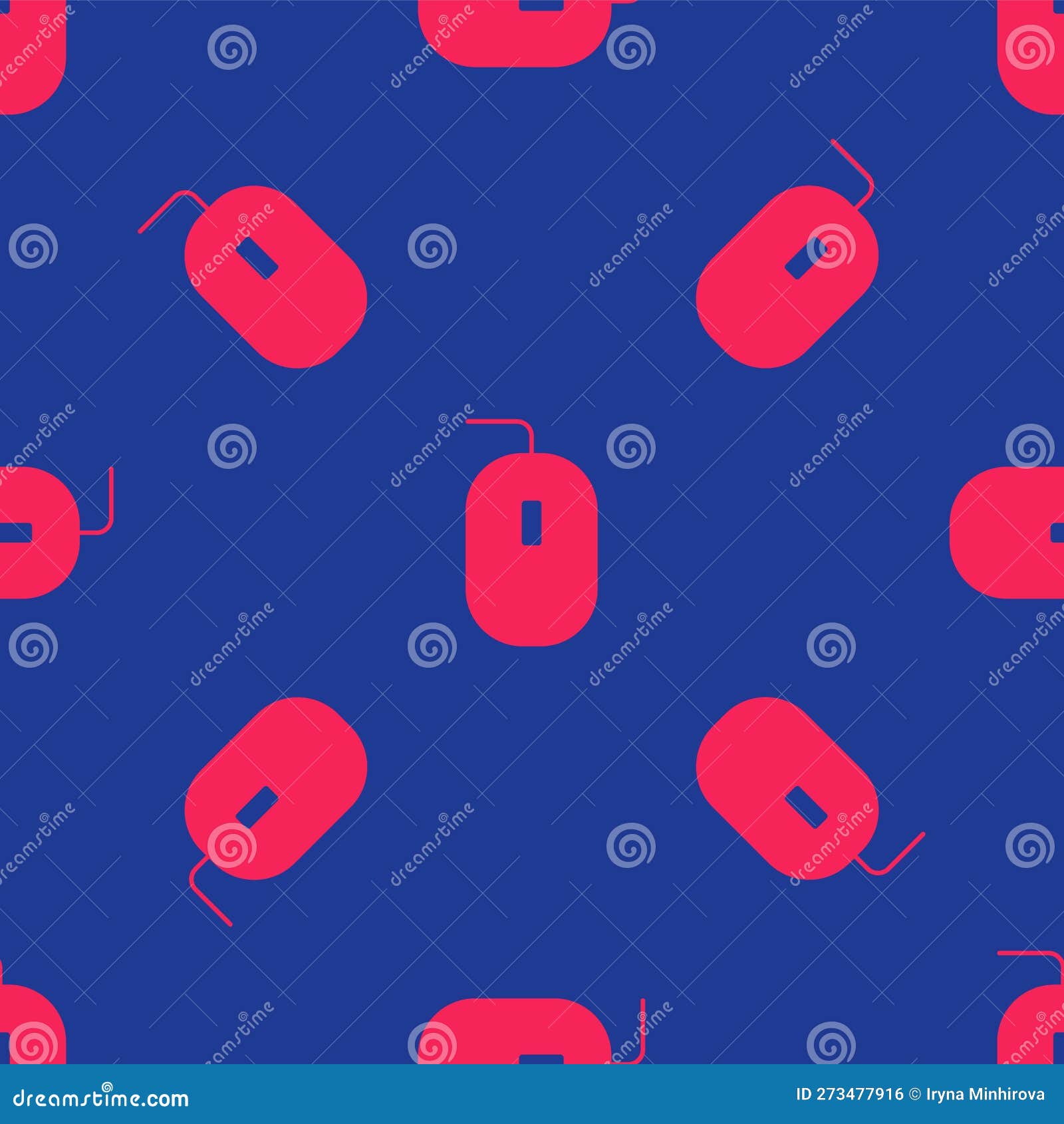 Red Computer Mouse Gaming Icon Isolated Seamless Pattern on Blue ...