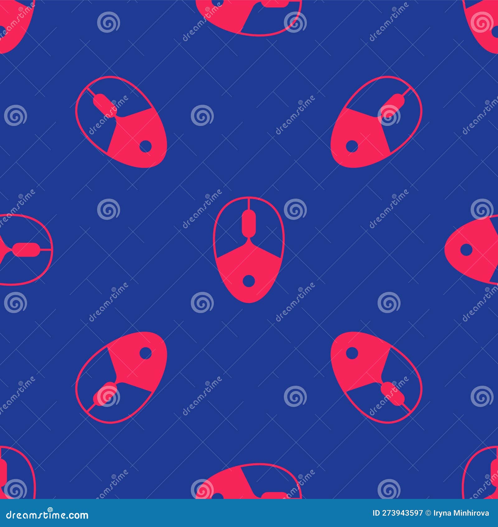 Red Computer Mouse Gaming Icon Isolated Seamless Pattern on Blue ...