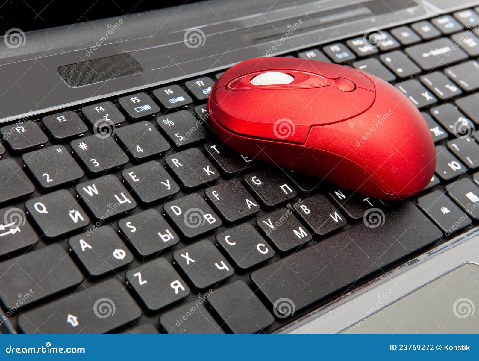 Red Computer Mouse on the Keyboard Stock Photo - Image of black, work ...