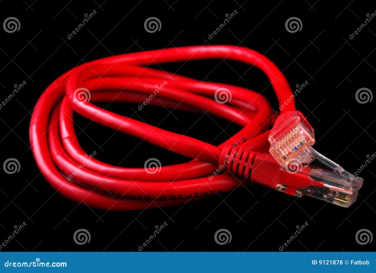Red computer network cable stock photo. Image of coils - 9121878