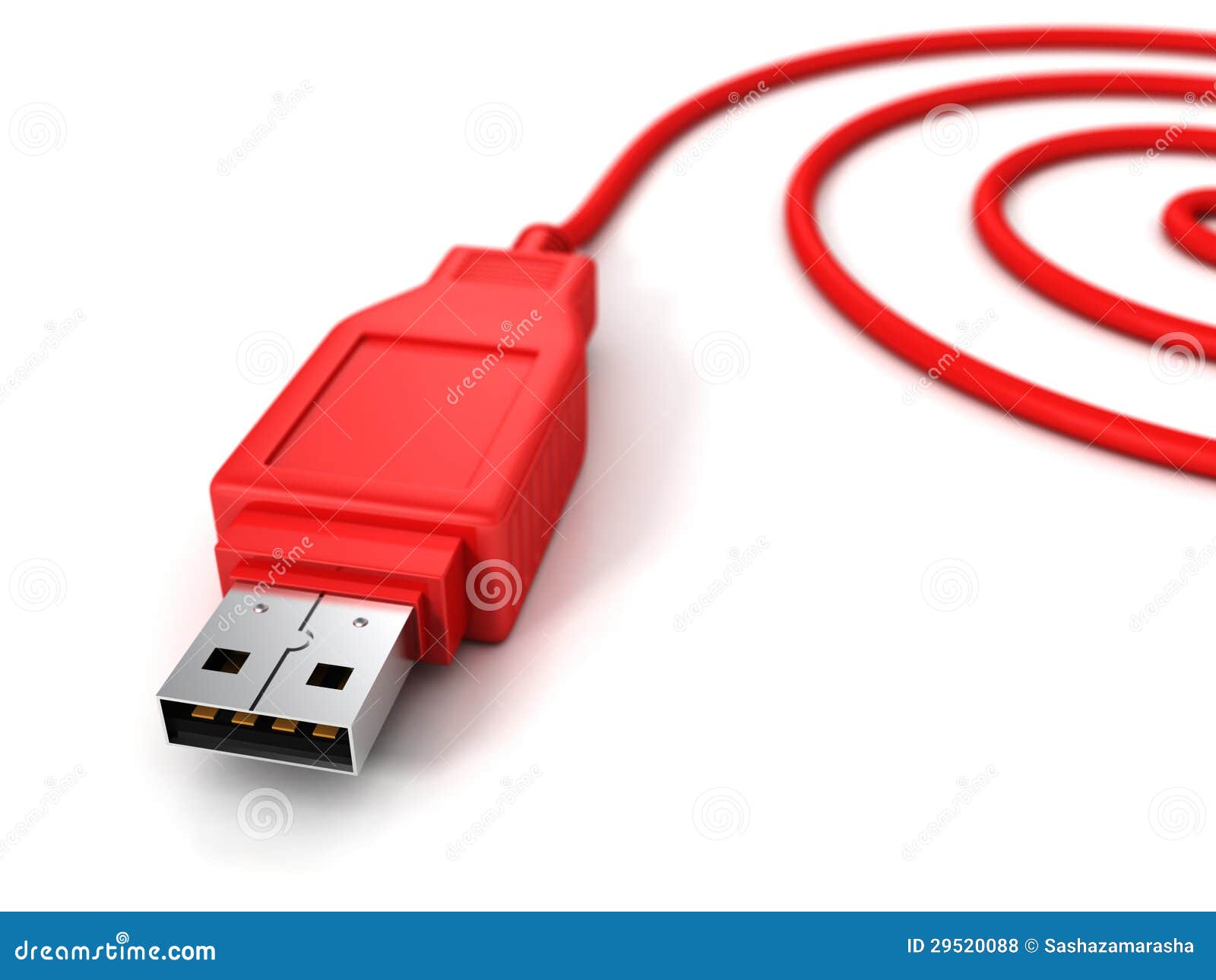 Red Computer Usb Spiral Cable on White Stock Illustration ...