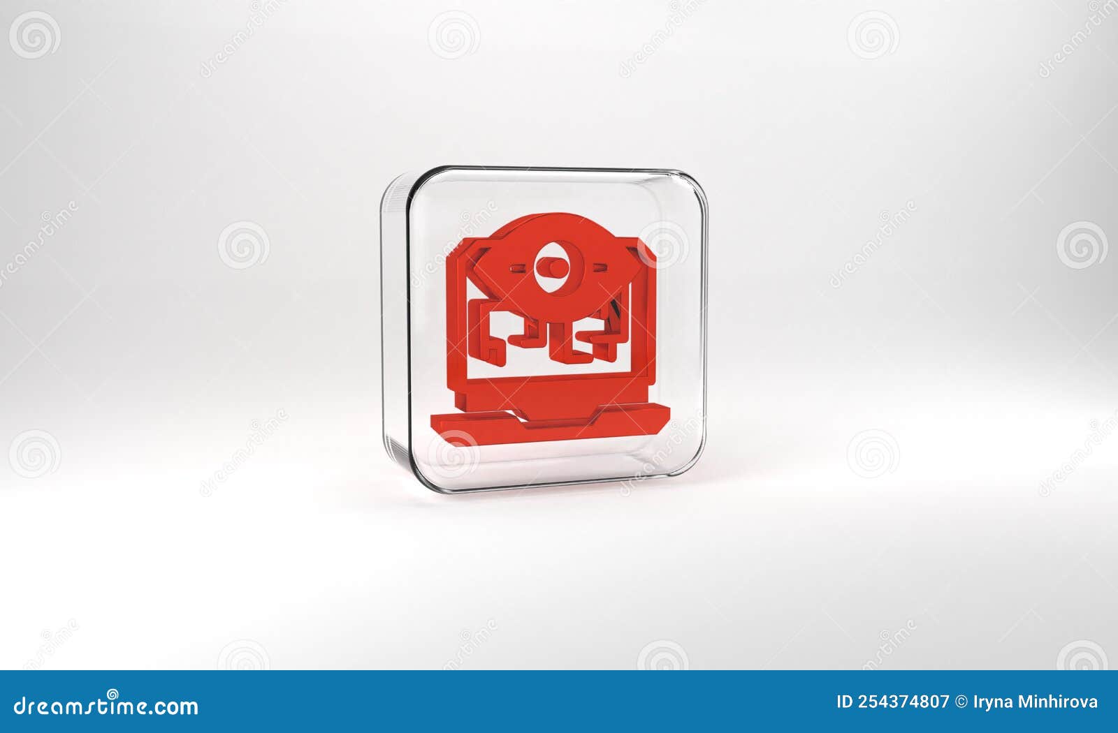 Red Computer Vision Icon Isolated on Grey Background. Technical Vision ...