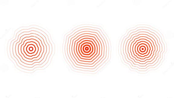 Red Concentric Ripple Circles Set Sonar Or Sound Wave Distorted Rings