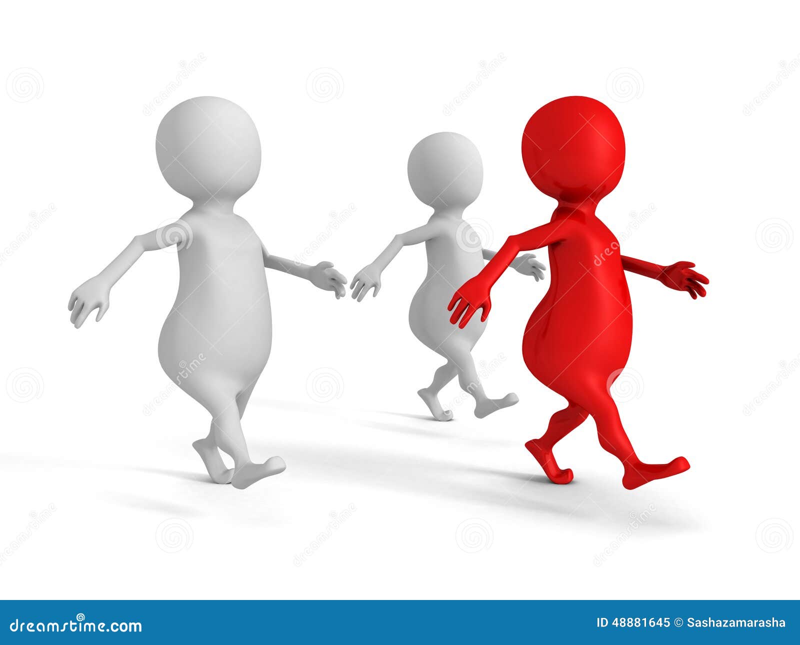 Red Concept 3d Leader Team Group Walk Forward Success Future Stock ...