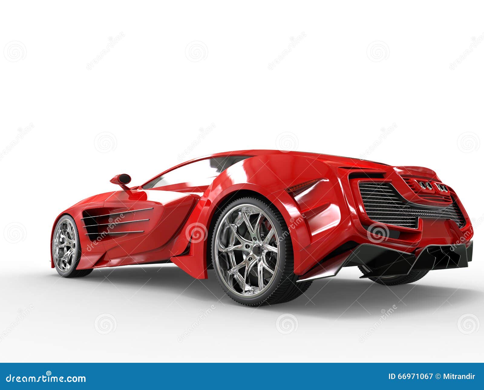 Red Concept Supercar - Back View Stock Illustration - Illustration of ...