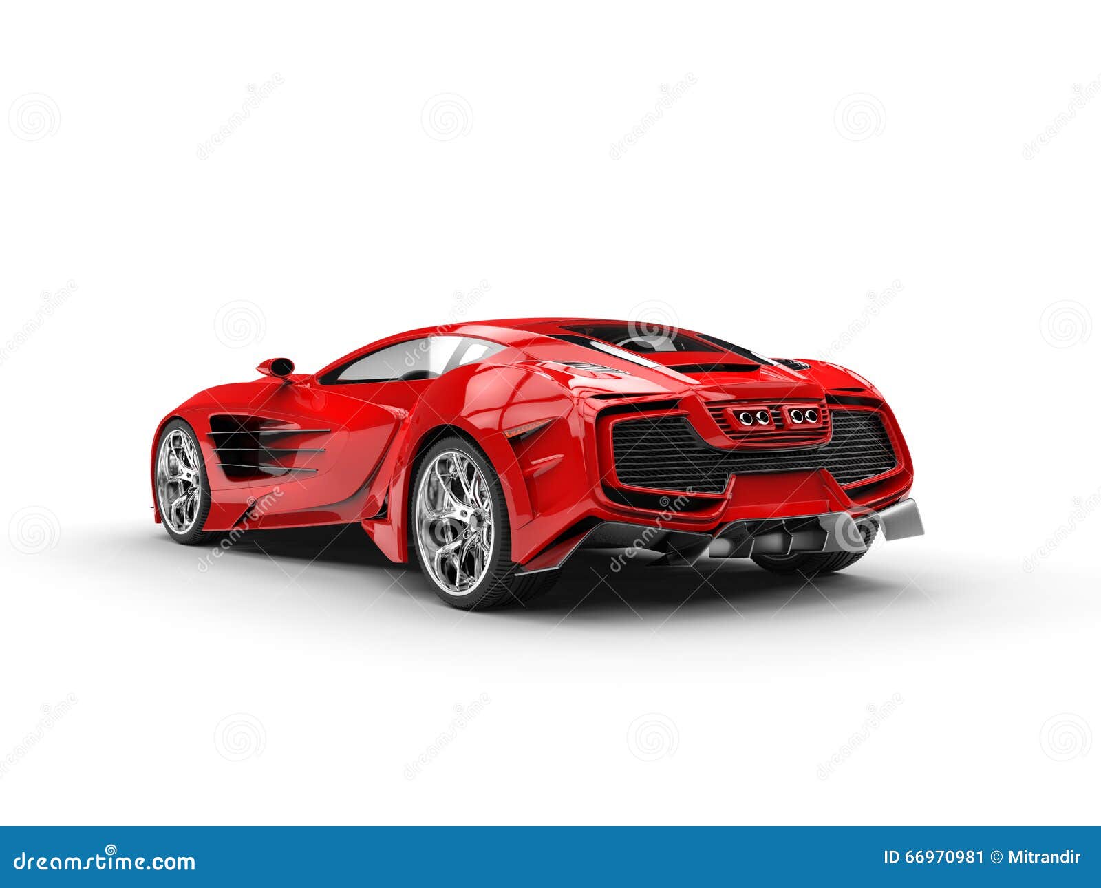 Red Concept Supercar - Back View Stock Illustration - Illustration of ...