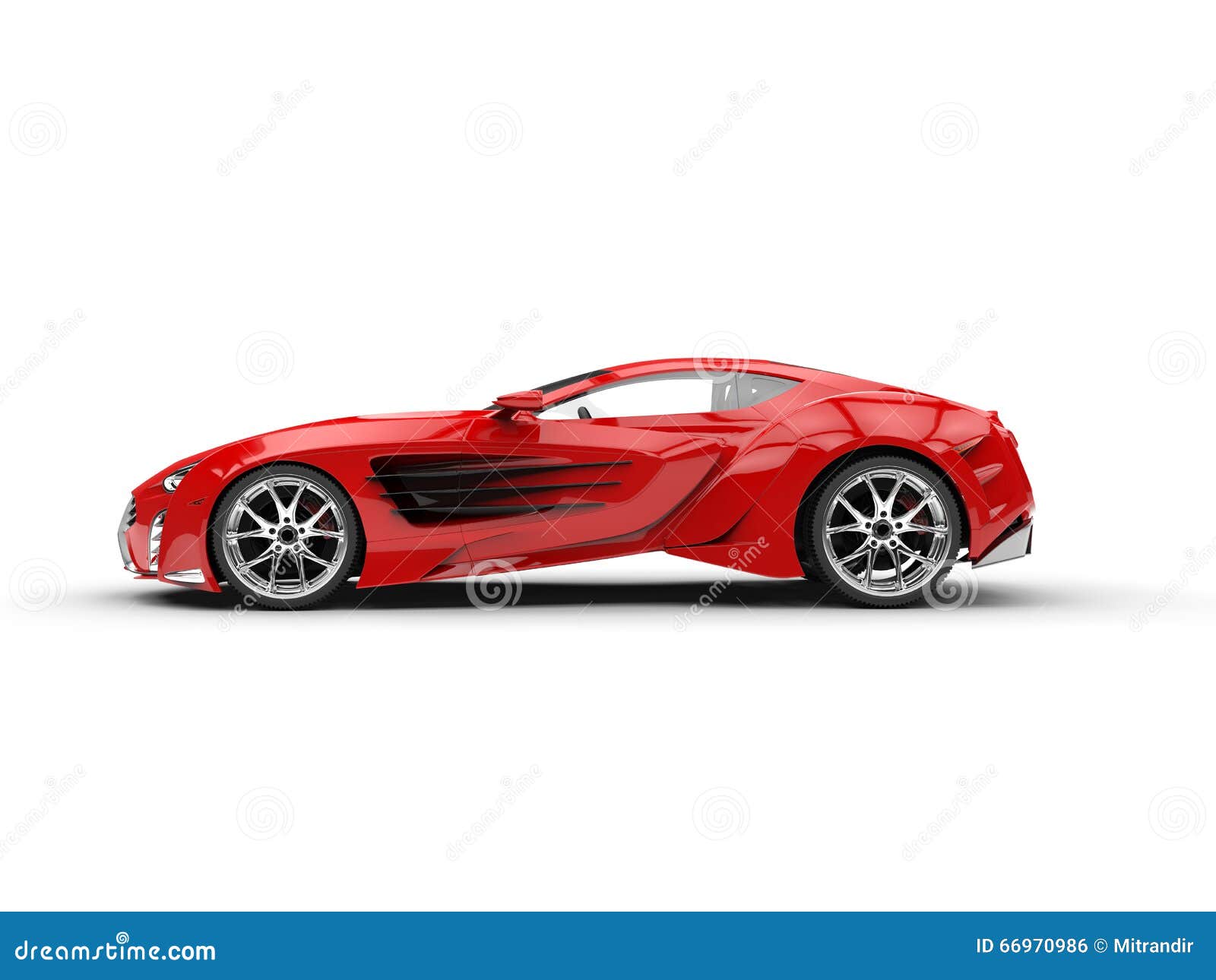 Red Concept Supercar - Side View Stock Illustration - Illustration of ...