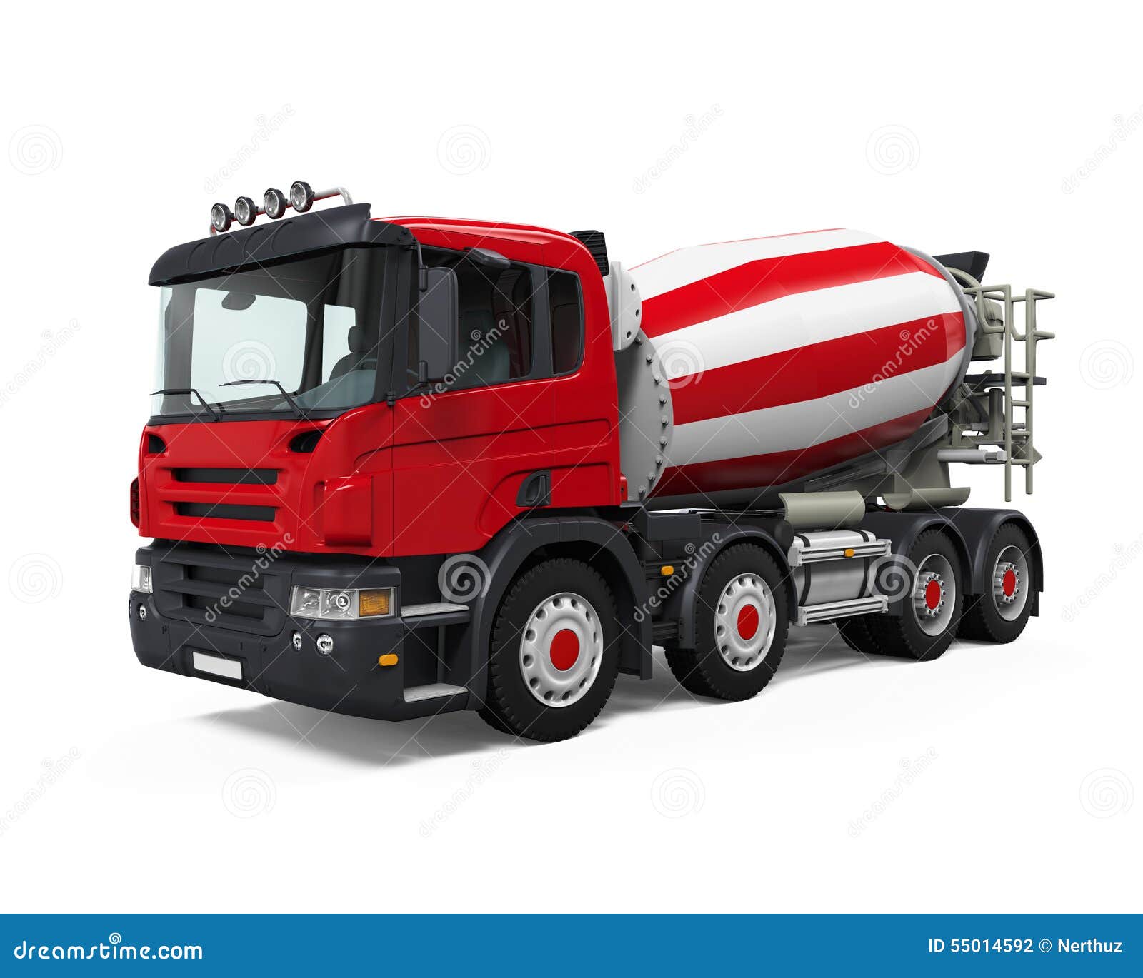 Red Concrete Mixer Truck stock illustration. Illustration of blend ...