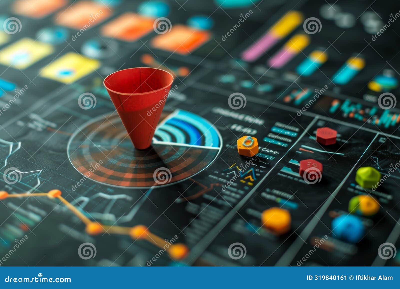 A Red Cone Placed on Top of a Graph, Illustrating Data Visualization ...