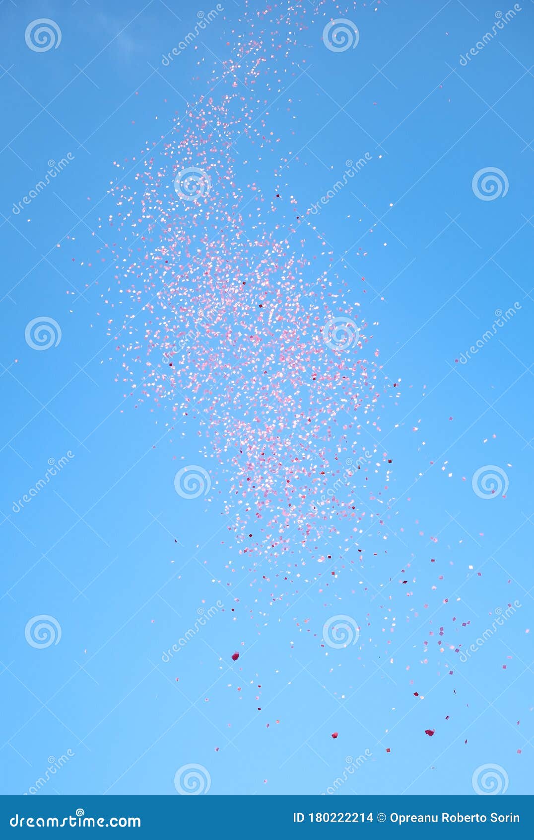 Red confetti in sky stock photo. Image of abstract, decoration - 180222214