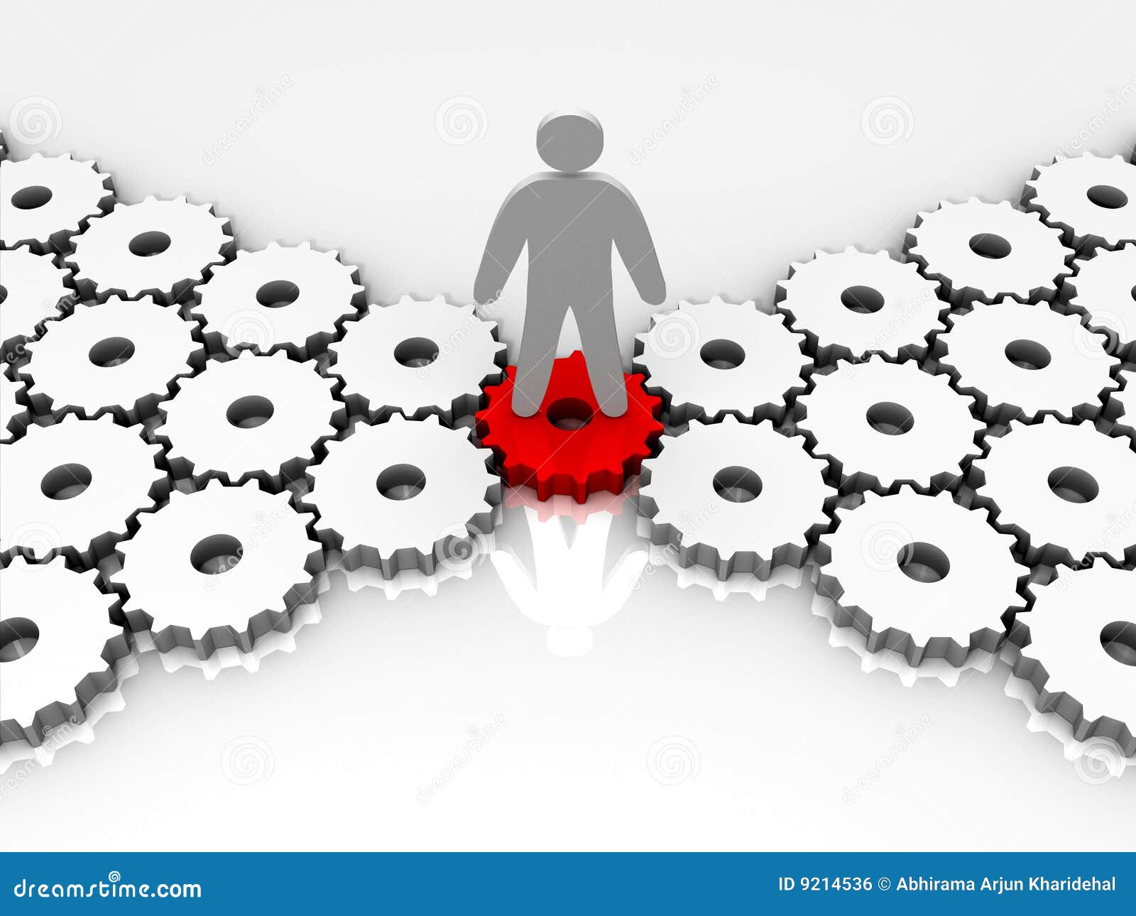 Red Connection Gear with Man Stock Illustration - Illustration of team ...