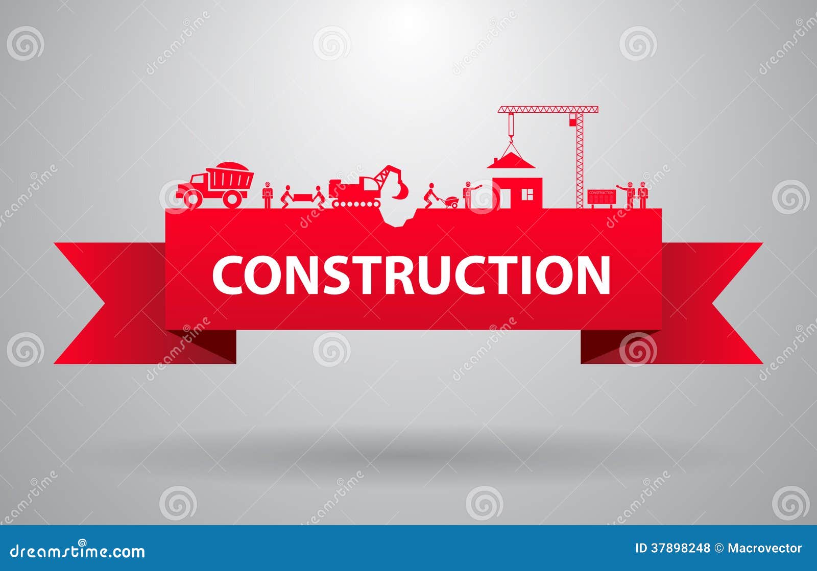 Construction Banner. Development. Building Process Cartoon Vector ...