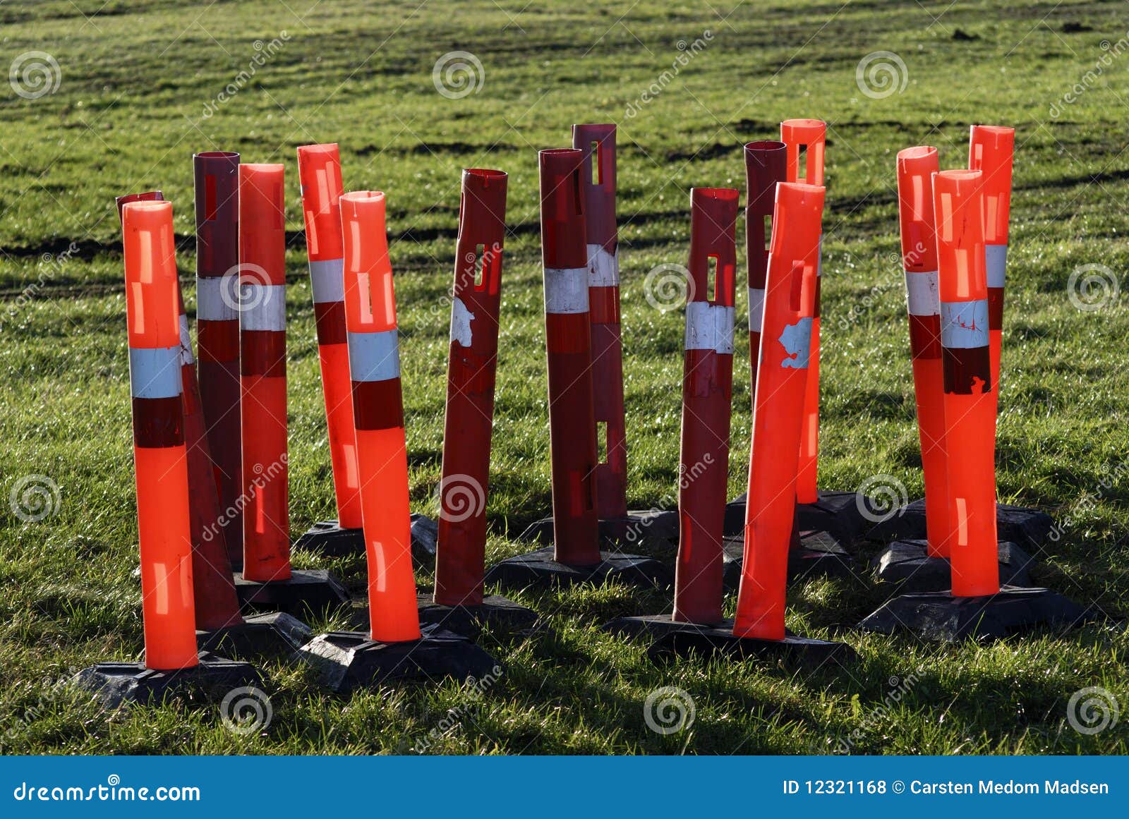 Red Construction Barrier Bollards Stock Photo - Image of symbol ...