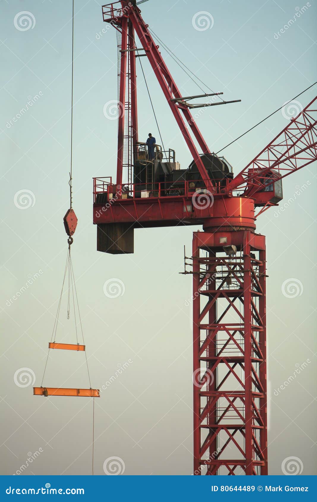 Red Construction Crane Against Blue Sky Editorial Stock Image - Image ...