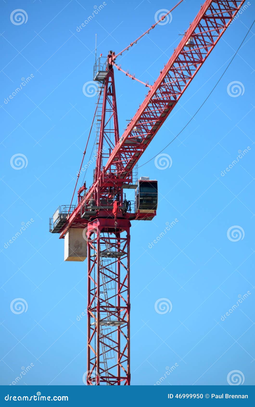 Red Construction Crane Blue Sky Stock Photo - Image of equipment, high ...
