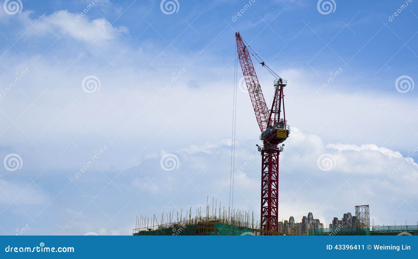 Red Construction Crane Inside Building Site. Stock Image - Image of ...