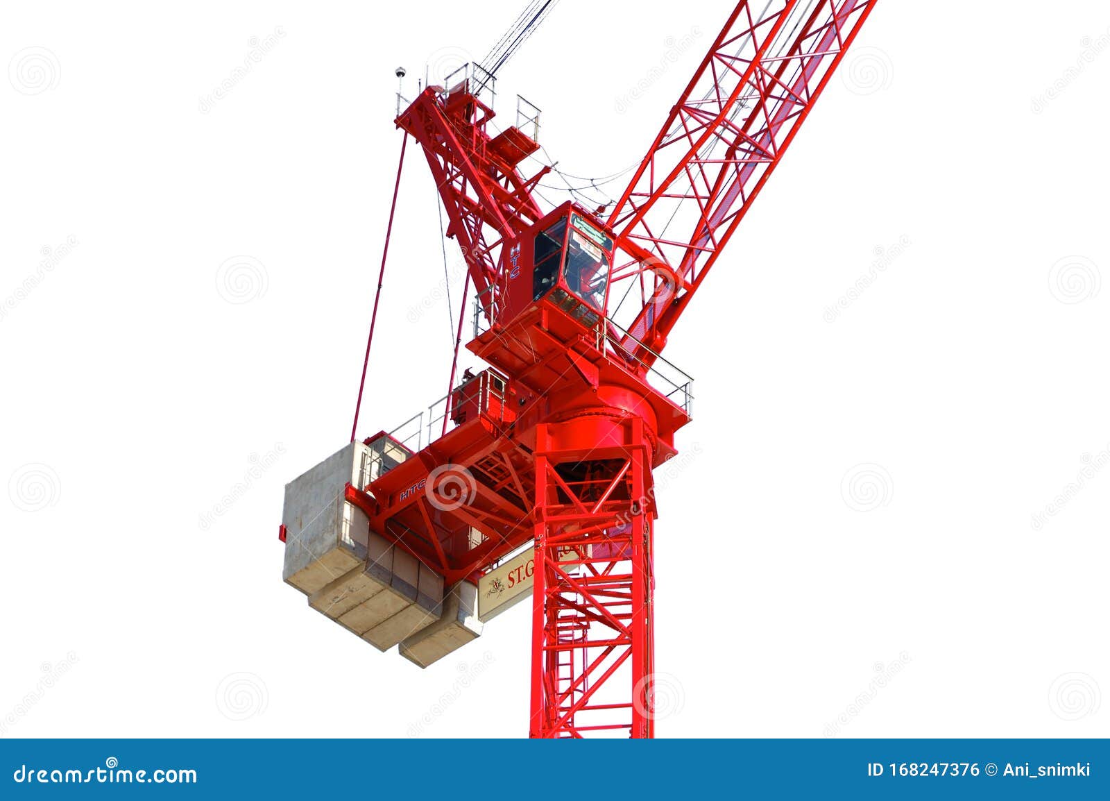 Red construction crane editorial photo. Image of isolated - 168247376