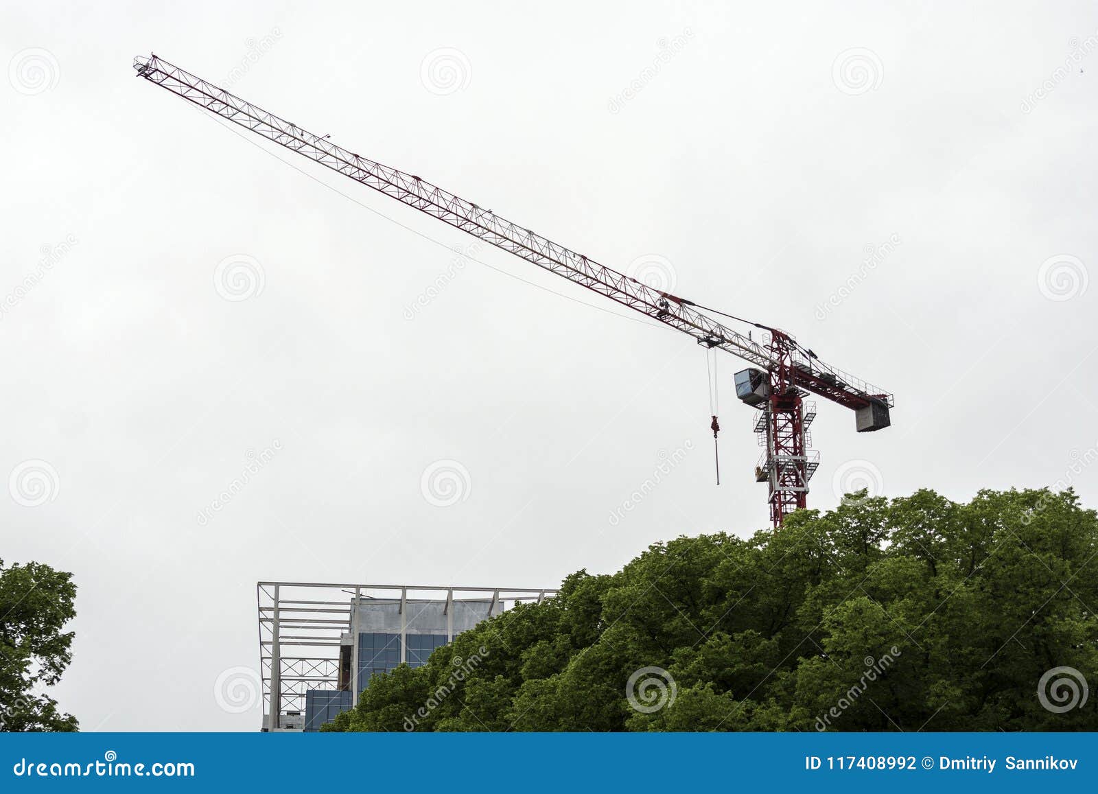 Red construction crane stock photo. Image of high, background - 117408992