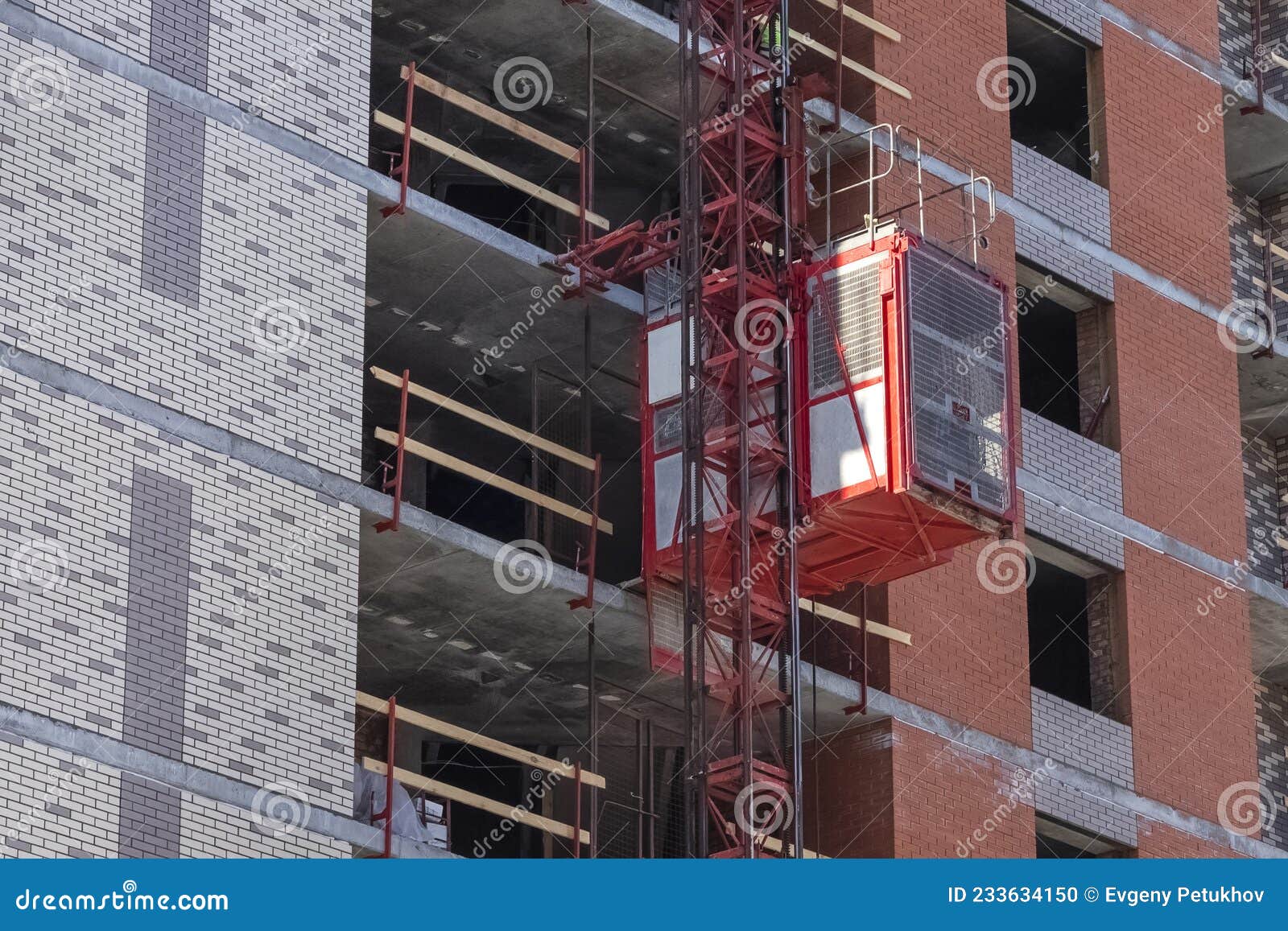 Red Construction Elevator for Lifting Goods and Transportation of ...