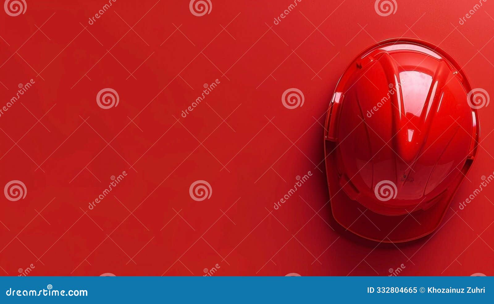 Red Construction Helmet on Solid Background with Copyspace for Safety ...