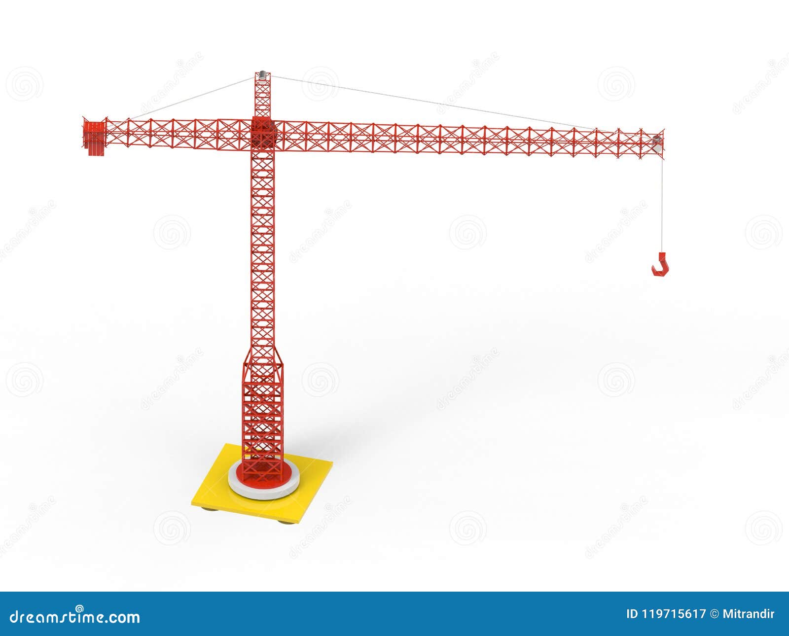 Red Construction Tower Crane - Low Poly - Side View Stock Illustration ...