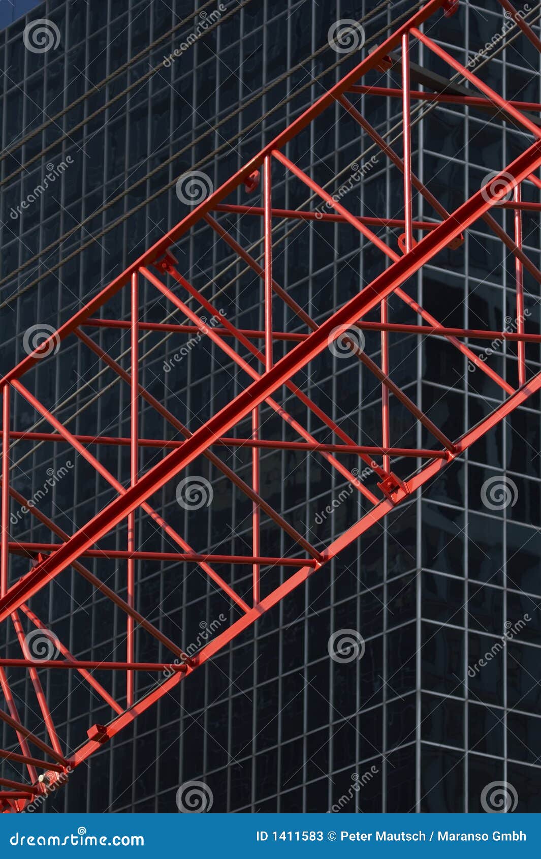 Red Construktion Cran in Front of Office Building R04 Stock Image ...