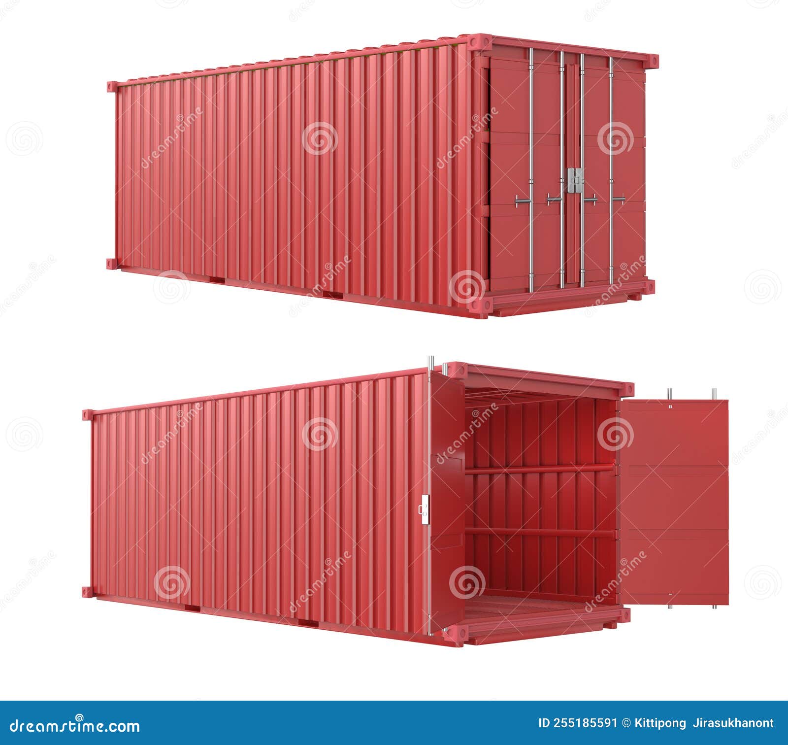 Red Container with Door Open and Close Isolated on White Stock ...