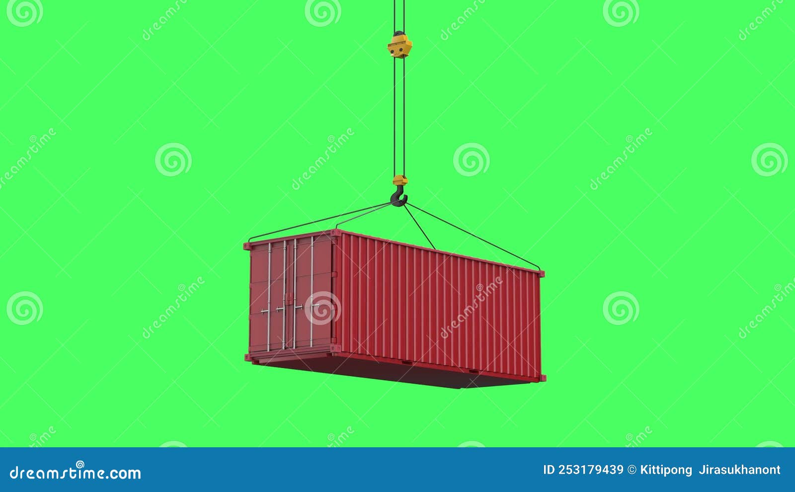 Red Container Hanging on Green Screen Stock Video - Video of port ...