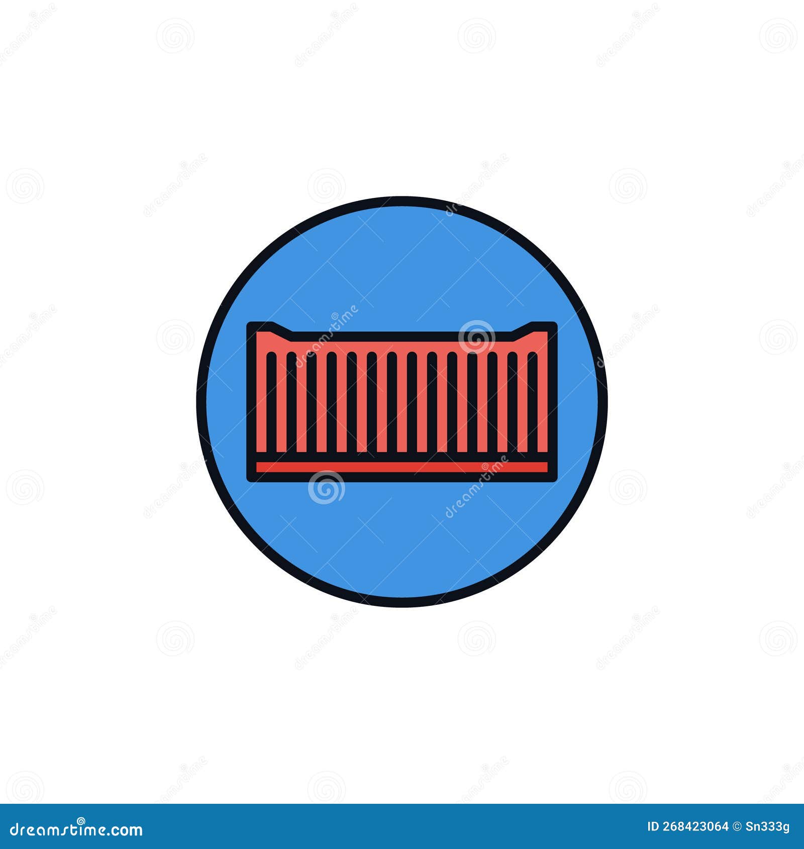Red Container Inside Circle Vector International Shipping Concept Icon ...