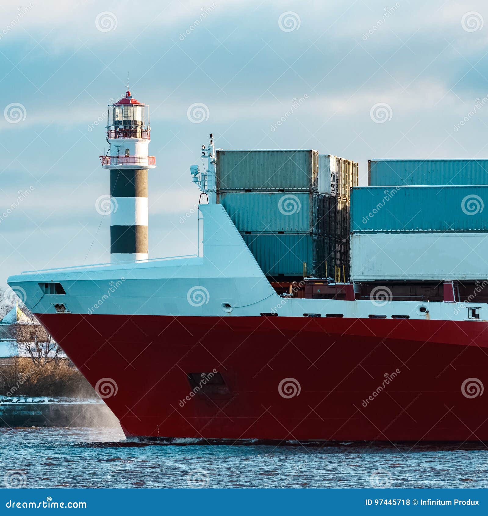 Red container ship stock photo. Image of industry, full - 97445718