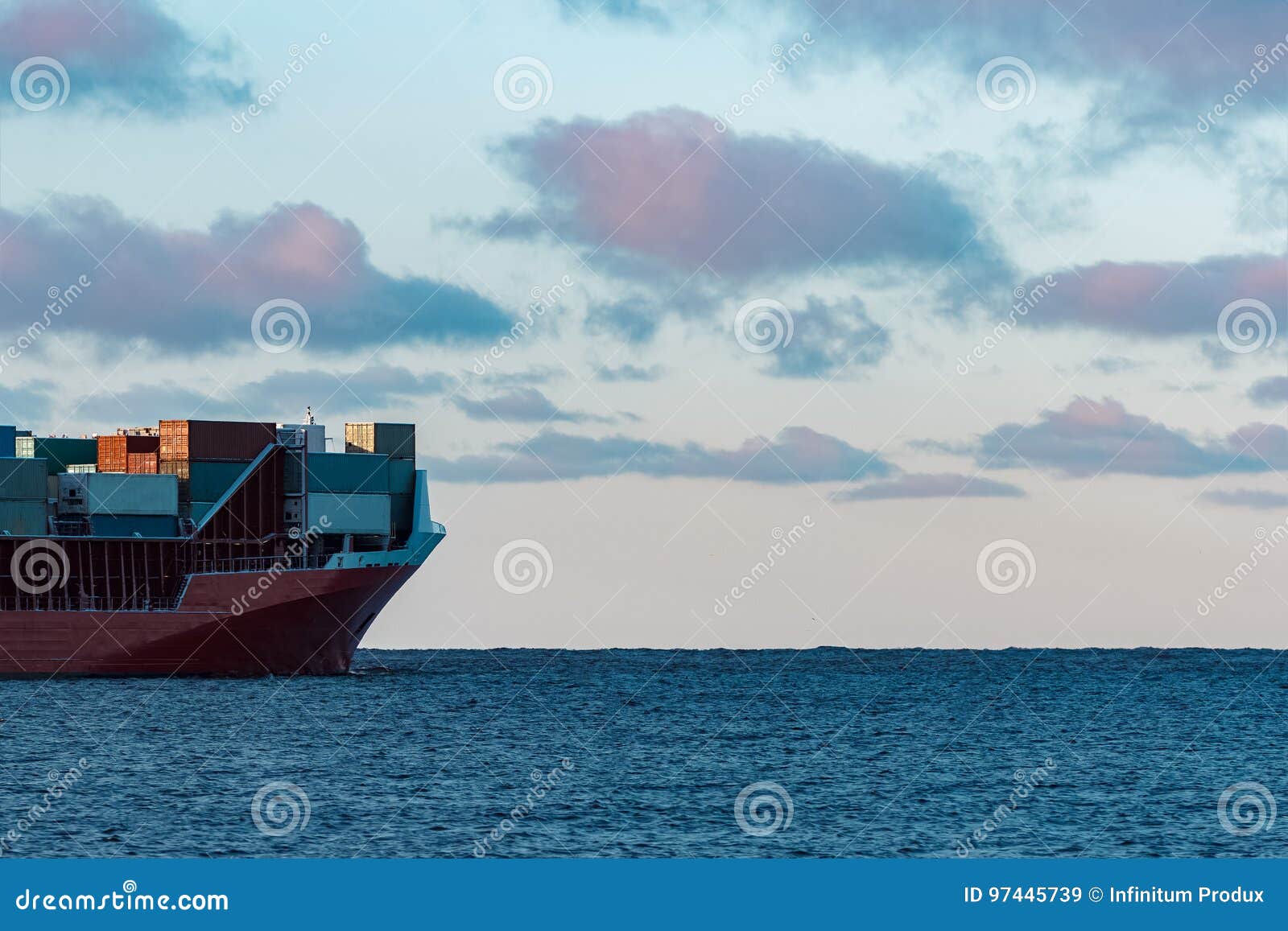 Red container ship stock image. Image of carrying, ocean - 97445739